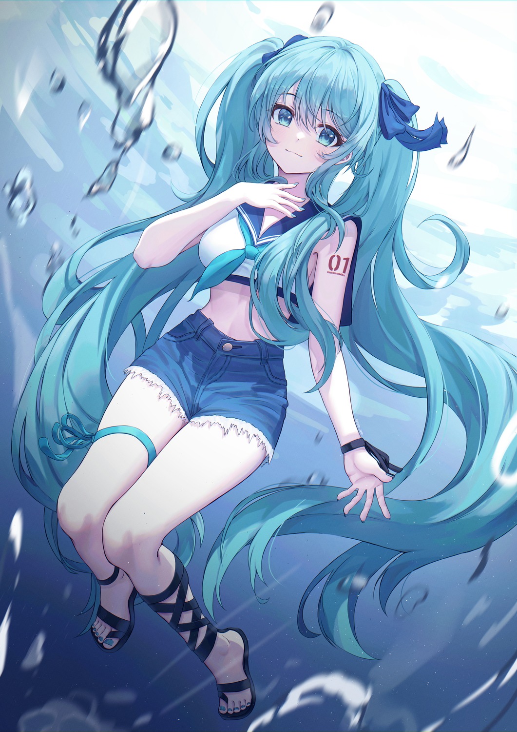 lala (pixiv 42039091) vocaloid hatsune miku garter seifuku tattoo torn clothes | #1081831 | yande.re